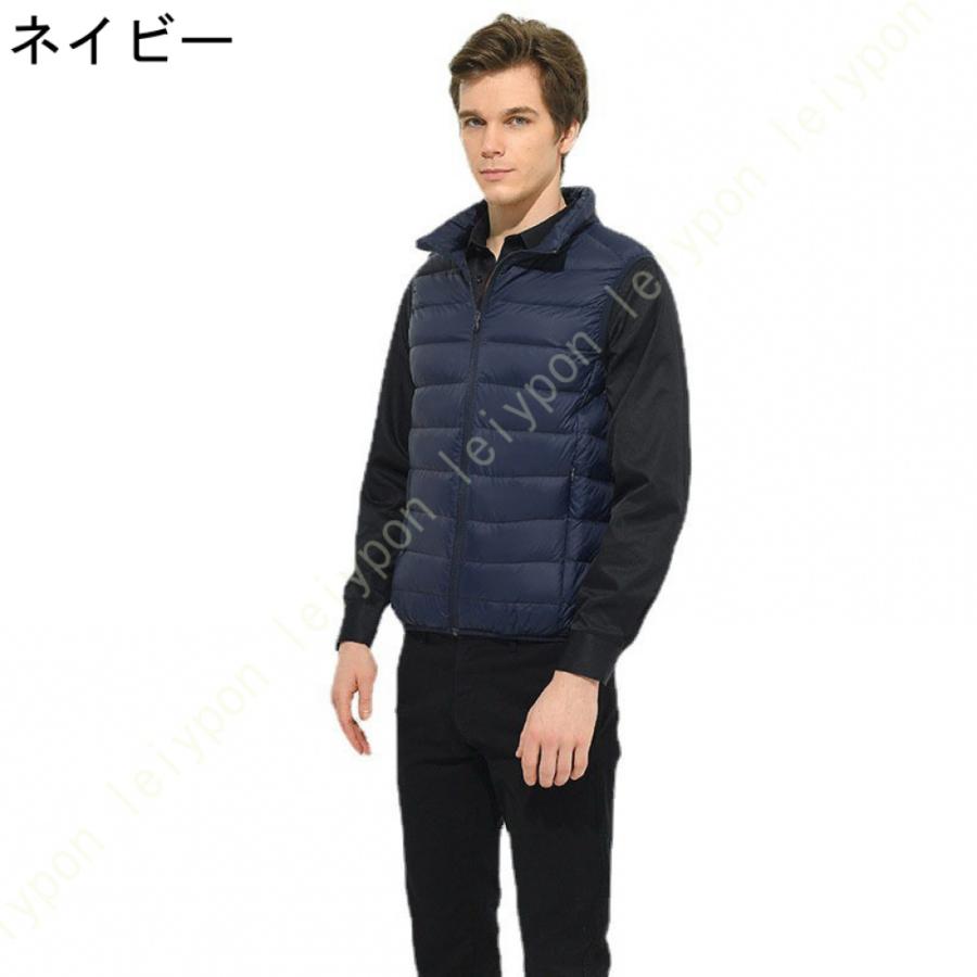 ダウンベスト メンズ 暖かい 軽量 防風 防寒 ウルトラライト インナーダウン 暖かい シンプル 無地 秋 冬 黒 ハイネック 大きいサイズ アウター ベスト :bfM-g2V-OJZL7E ...