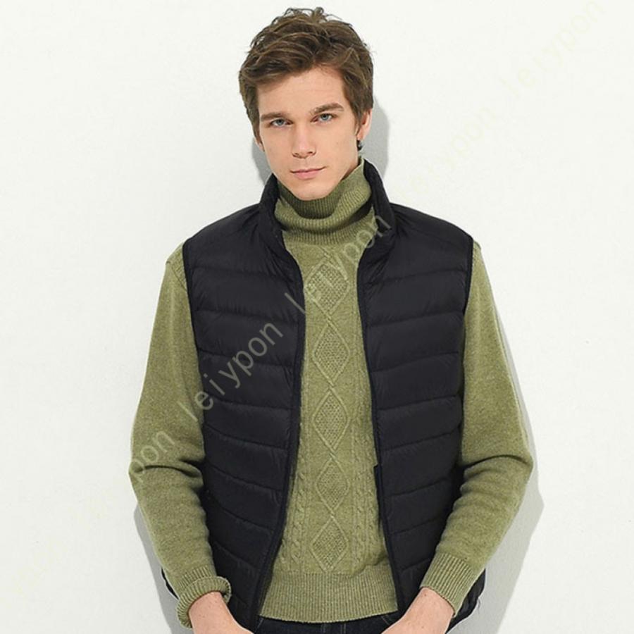 ダウンベスト メンズ 暖かい 軽量 防風 防寒 ウルトラライト インナーダウン 暖かい シンプル 無地 秋 冬 黒 ハイネック 大きいサイズ アウター ベスト :bfM-g2V-OJZL7E ...