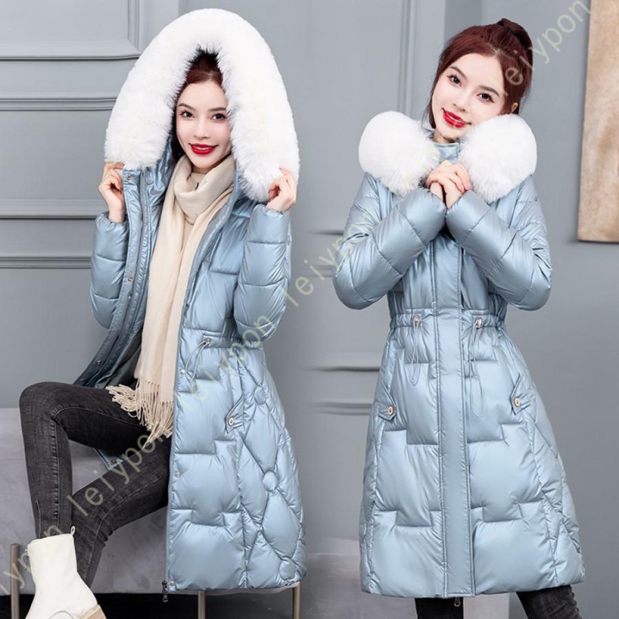 ダウンコート レディース 中綿コート ジャケット ファー ロング 膝丈 厚手 アウター 軽量 フード付き おしゃれ シンプル 無地 細身 暖かい 通学 通勤 トップス :bfM-g2V ...