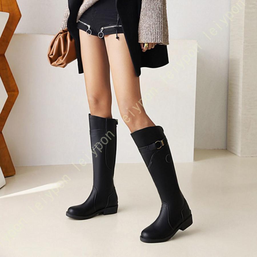 ロングブーツ ジョッキーブーツ 細いブーツ 細身 キレイ系 美脚ブーツ 歩きやすい レディース 黒 履きやすい かわいい ロングブーツ ラウンドトゥ カーキ 黒 :c9E-mry-HST081 ...