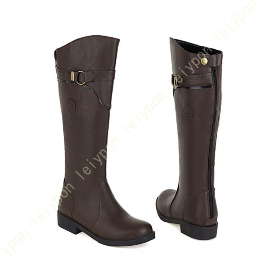 ロングブーツ ジョッキーブーツ 細いブーツ 細身 キレイ系 美脚ブーツ 歩きやすい レディース 黒 履きやすい かわいい ロングブーツ ラウンドトゥ カーキ 黒 :c9E-mry-HST081 ...