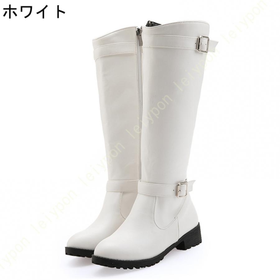 ロングブーツ ラウンドトゥ 乗馬ブーツ レディース 乗馬ブーツ ミリタリーブーツ ベルト 演出 長靴 バイク用ブーツ レザー調 cosplay シューズ サイドジッパー : c9e-mry ...