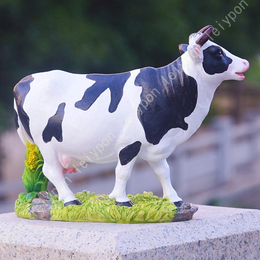 牛のオーナメント ウシ 置き物 屋外 インテリア雑貨 庭の置物 ガーデニング雑貨 アウトドア 庭 卓上 おしゃれ 乳牛 リアル 小さめ 動物モデル 本物そっくり :dlF-tb5-7C1BSP ...