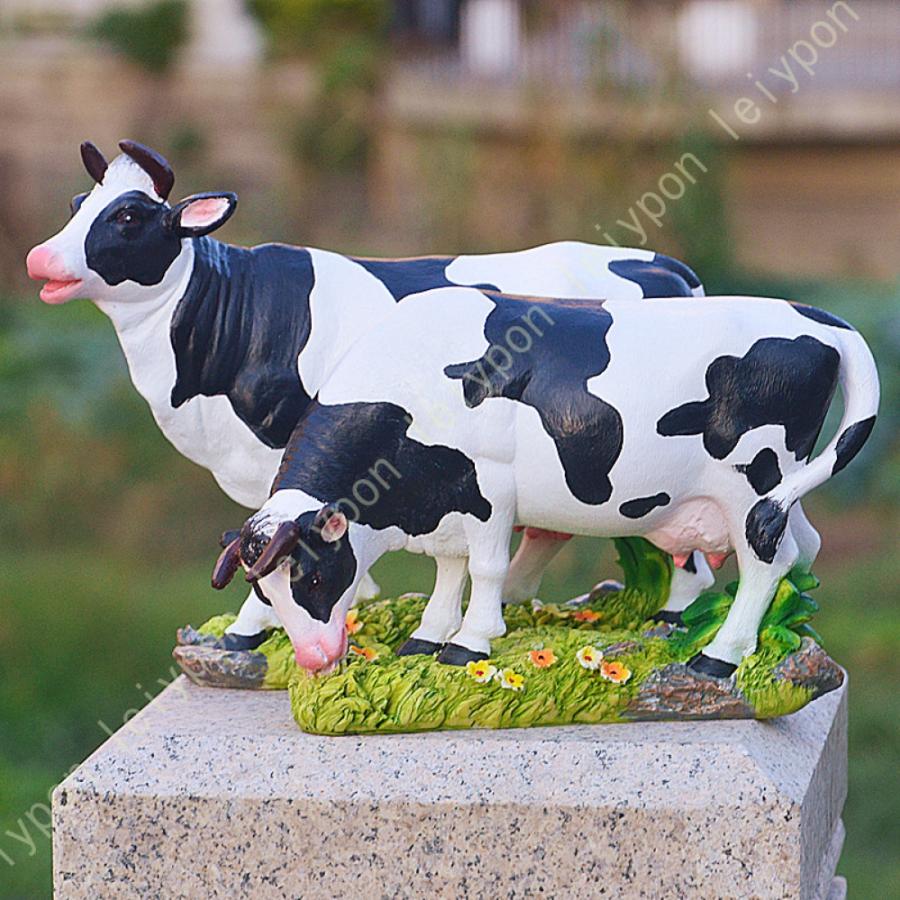 牛のオーナメント ウシ 置き物 屋外 インテリア雑貨 庭の置物 ガーデニング雑貨 アウトドア 庭 卓上 おしゃれ 乳牛 リアル 小さめ 動物モデル 本物そっくり :dlF-tb5-7C1BSP ...