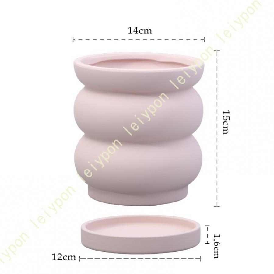 陶器鉢 植木鉢 セラミック 水抜き穴付き トレイ付き 置物 テラコッタ お洒落 玄関 ピンク 部屋飾り 北欧 れんこんの型 バルコニー シンプル 鉢カバー :g03-qcn-VQERUB ...