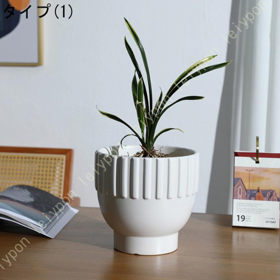 植木鉢 陶器 鉢カバー おしゃれ 北欧 シンプル プランター 底穴あり ストライプ 観葉植物 インテリア 雑貨 ツヤなし 丸形 卓上 テーブル 玄関 花 飾る ins風 :g03-qcn ...