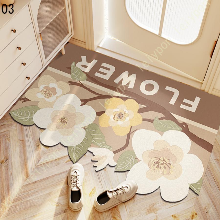 花柄 玄関マット 室内 PVC ビニール おしゃれ ラグ カーペット エントランスマット 屋外マット シンプル 泥落としマット 拭ける 撥水 インテリアマット : leiypon - 通販 ...