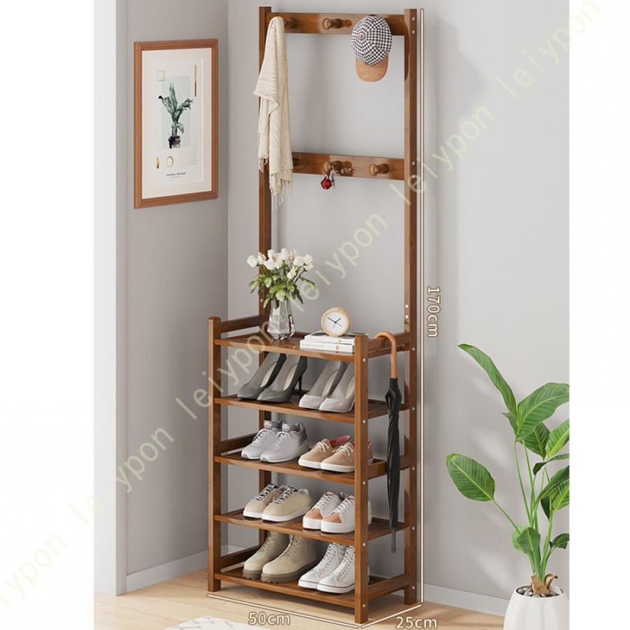 シューズラック コートラック 多機能 ハンガー付き 棚 服帽子靴棚 寝室掛け 服棚 多機能靴棚 靴収納 靴棚 洋服掛け 衣類収納 玄関収納 組み立て式 コート 洋服 : leiypon ...