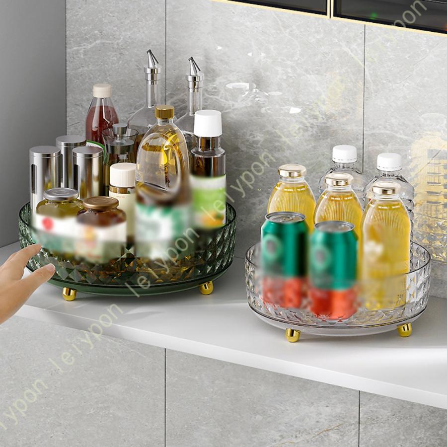 調味料ラック 360回転式 スパイスラック 調味料入れ 調味料トレイ 調味料台 家庭収納 大容量 化粧品収納 シンク下収納 滑り止め 省スペース : leiypon - 通販 - Yahoo ...