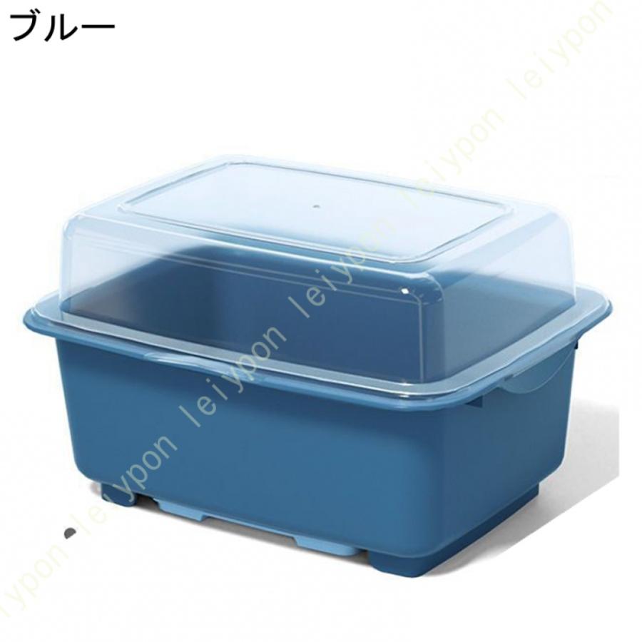 水切りラック 食器収納 食器棚 キッチン収納 フタ付き 箸立て付き 食器乾燥ボックス 食器保管 大容量 水受けトレー付き 透明 食器ドレンバスケット タテ置き : hgn-zak-bsw11 ...