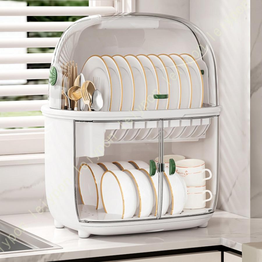 食器ドレンラック 食器ドレンバスケット防塵 防汚 食器収納ボックス 蓋付き キッチンラック 水切りラック タテ置き 大容量 プラスチック製 食器を置く 食器棚 : hgn-zak-bswzk ...