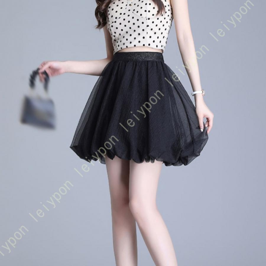 チュールスカート レディーズ プリーツ ハイウェスト ミニ丈 Aライン ふんわり 上品 きれいめ 透け感 裏地付き 着痩せ ゴム仕様 ゆったり 柔らかい 大人 : leiypon - 通販 ...