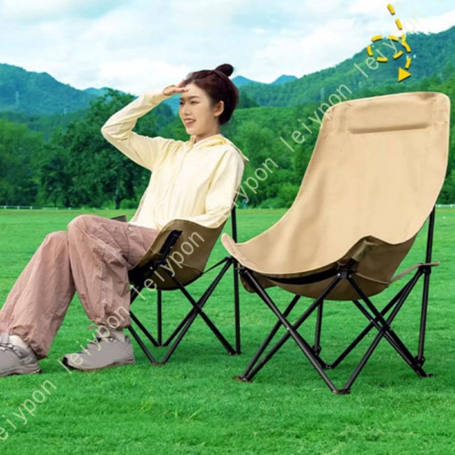 キャンプ リクライニングチェア コンパクト 椅子 アウトドアチェア 折りたたみ 軽量 キャンピングチェア 屋外 バーベキュー キャンプ用 収納袋付き ハイバック : leiypon - 通販 ...
