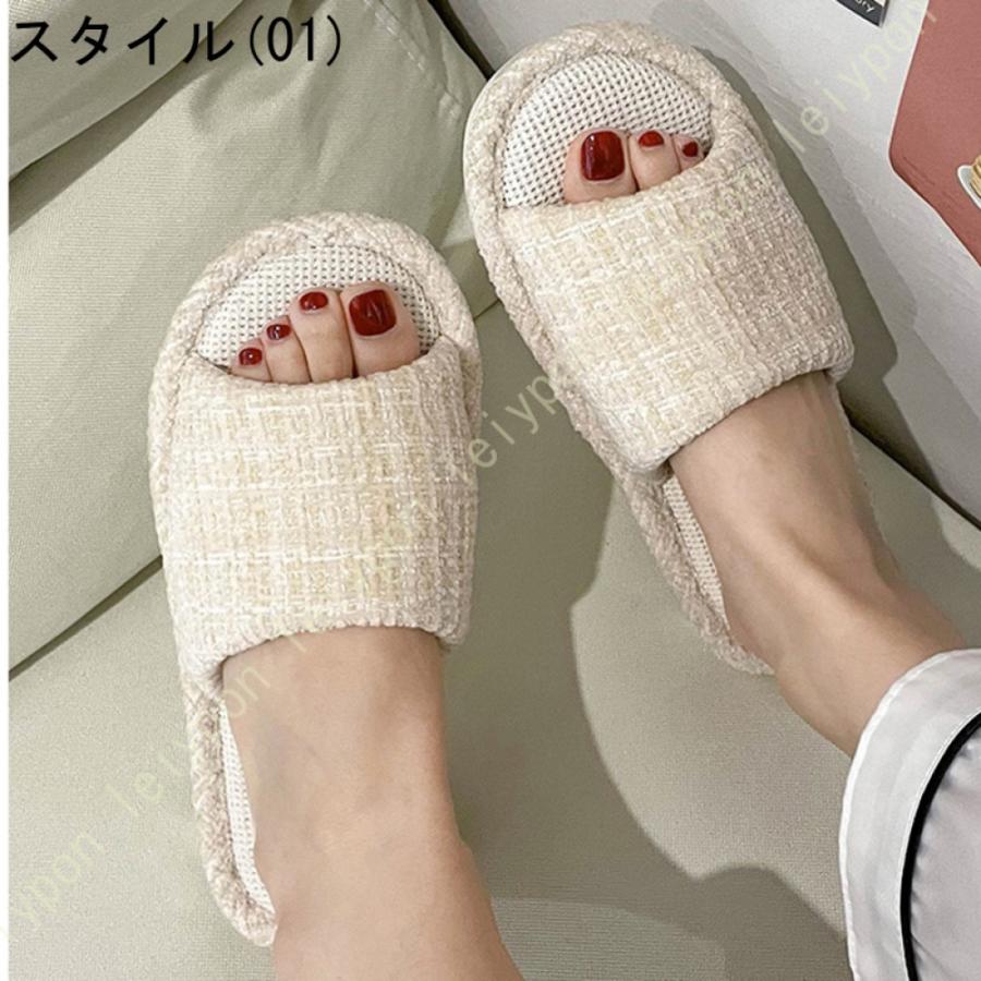 スリッパ 春 ルームシューズ クッション性良い 前開き 吸汗 通気 静音 和風 メンズ レディース 綿麻 室内履き 滑り止め シンプル 素足で履く ルームシューズ :o3B-nls-CADBT ...