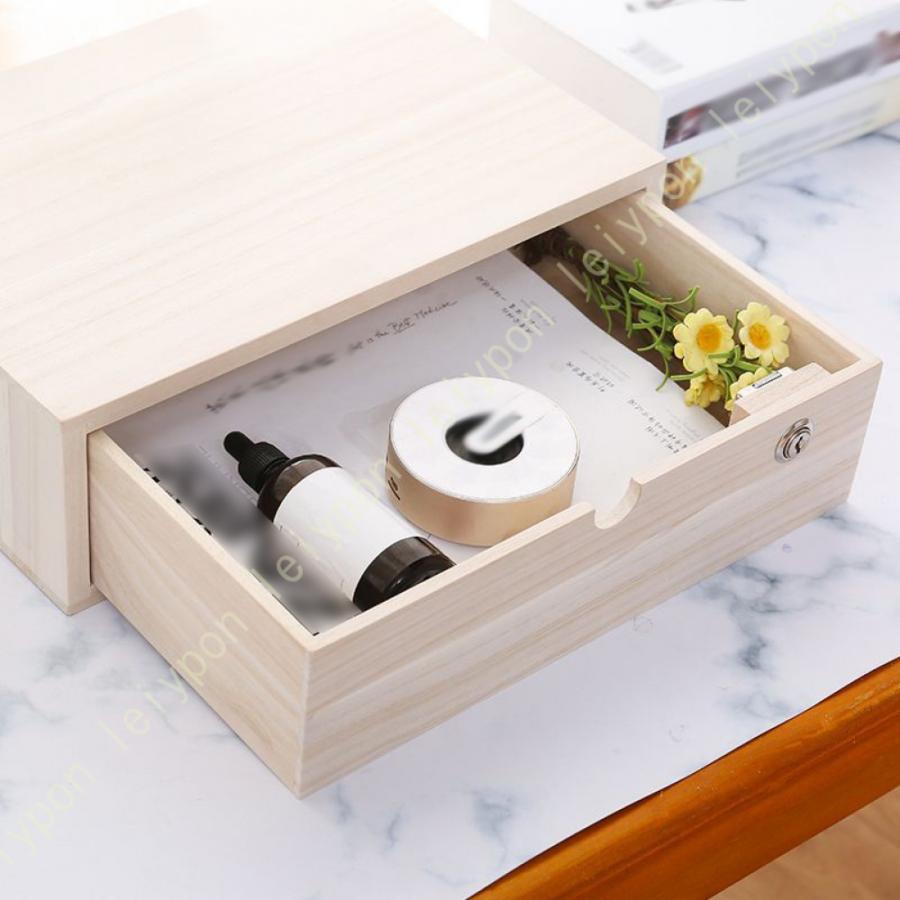 鍵付き 卓上収納ボックス 木製引き出し 大容量 小物チェスト 木製 多機能 小物入れ 化粧品 書類 引出し箱 引き出し アンティーク オフィス バスルーム 寝室 :oyL-c1r-M5C7Z ...