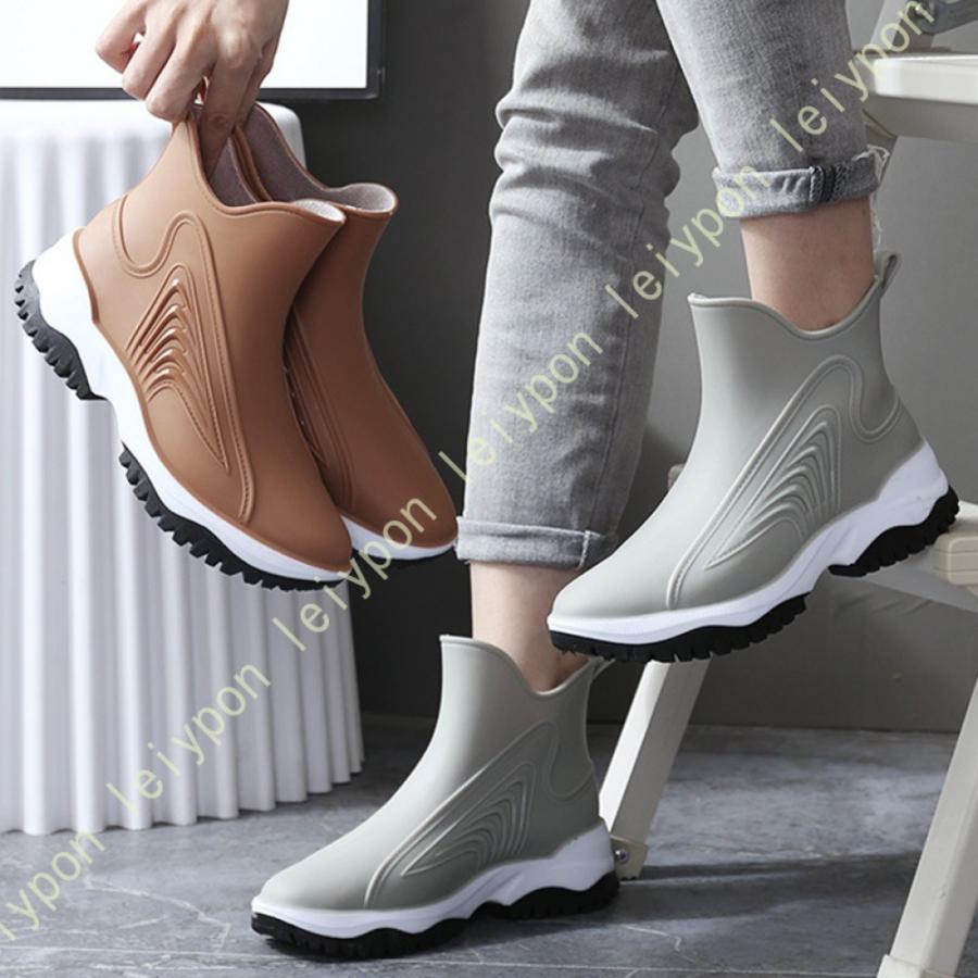 ショート レインシューズ レディース 超軽量 お洒落 防水シューズ 雨靴 レインシューズ ショート 丈 ブーツ オシャレ レインブーツ ガーデニング 厨房靴 防水 :q01-e0p ...