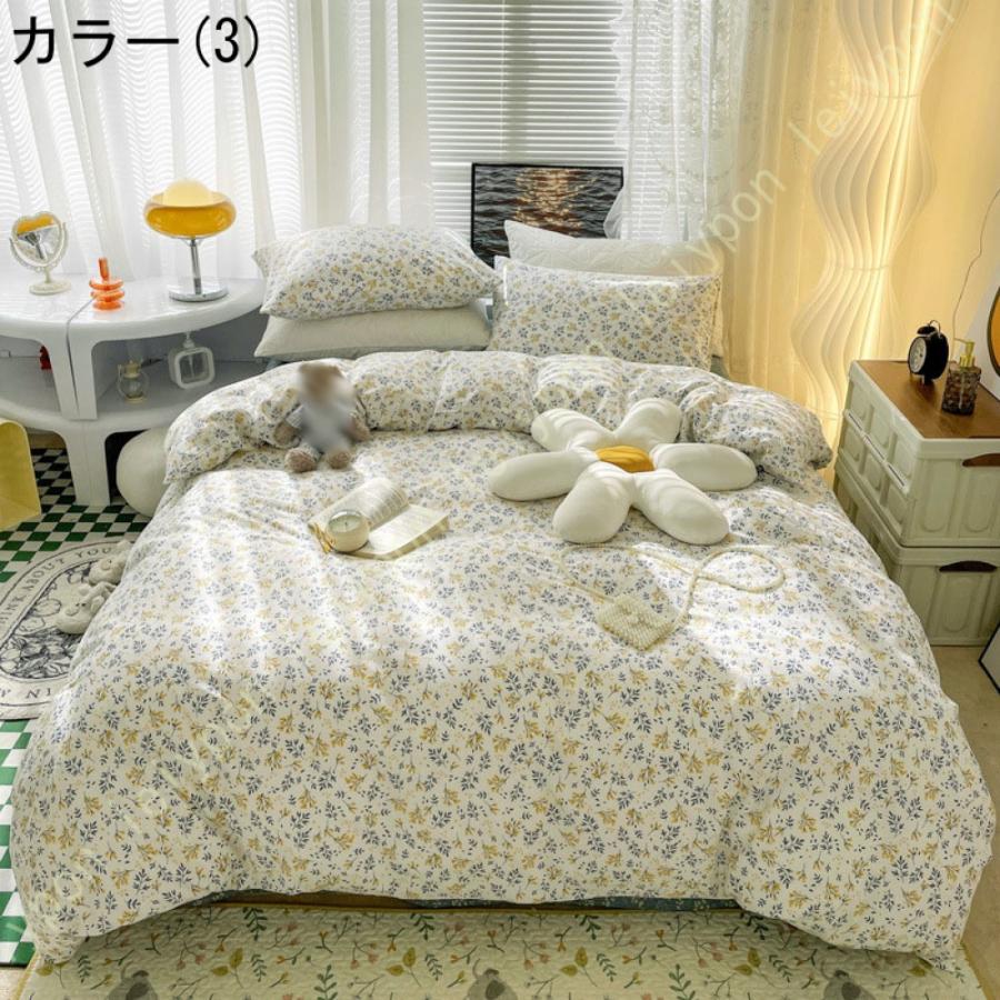 布団カバーセット 綿100％ コットン 春秋冬 花柄 暖かい 柔らかい フラットシーツ 寝具カバーセット掛け布団カバー シングル ピローケース 枕カバー : leiypon - 通販 ...