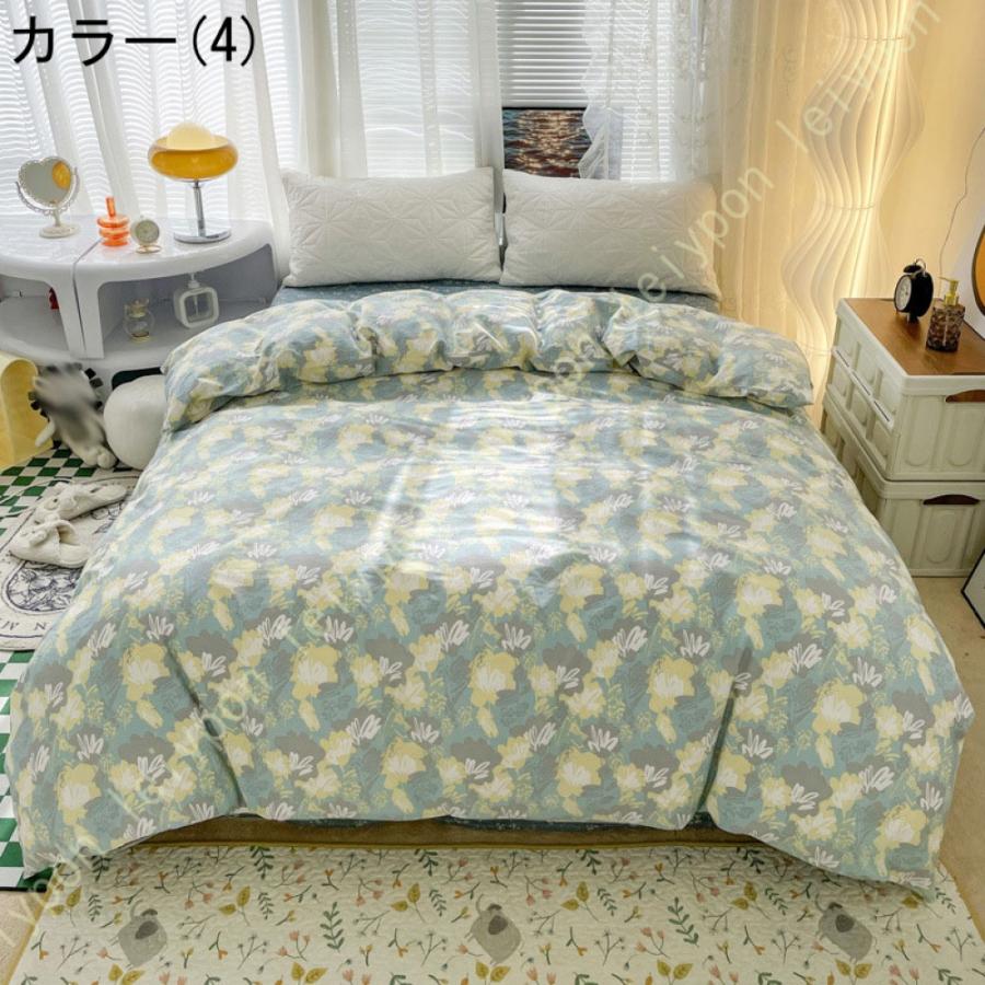 布団カバーセット 綿100％ コットン 春秋冬 花柄 暖かい 柔らかい フラットシーツ 寝具カバーセット掛け布団カバー シングル ピローケース 枕カバー : leiypon - 通販 ...