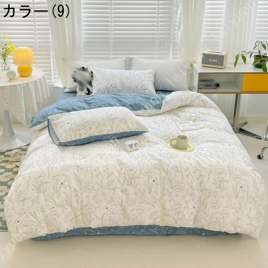 布団カバーセット 綿100％ コットン 春秋冬 花柄 暖かい 柔らかい フラットシーツ 寝具カバーセット掛け布団カバー シングル ピローケース 枕カバー : leiypon - 通販 ...