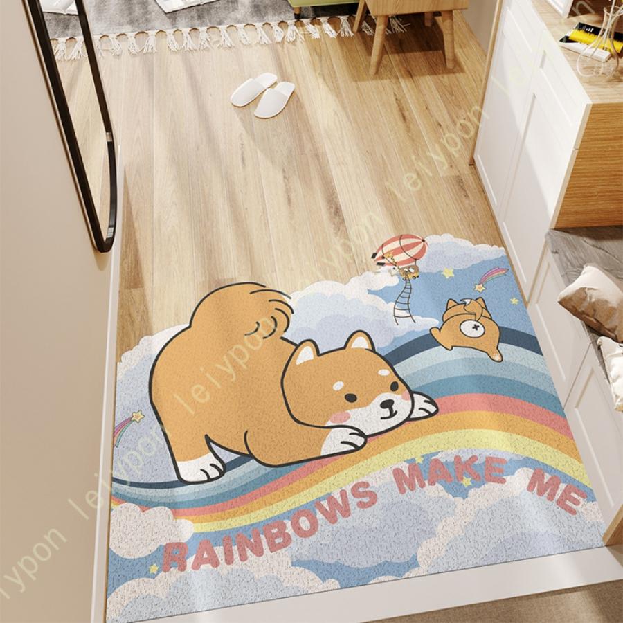 玄関マット 洗える すべり止め モダン ドアマット おしゃれ 丸洗いOK 抗菌防臭 犬柄 花柄 バスマット 洗面所 キッチンマット 低反発 撥水 オールシーズン 快適 : leiypon ...