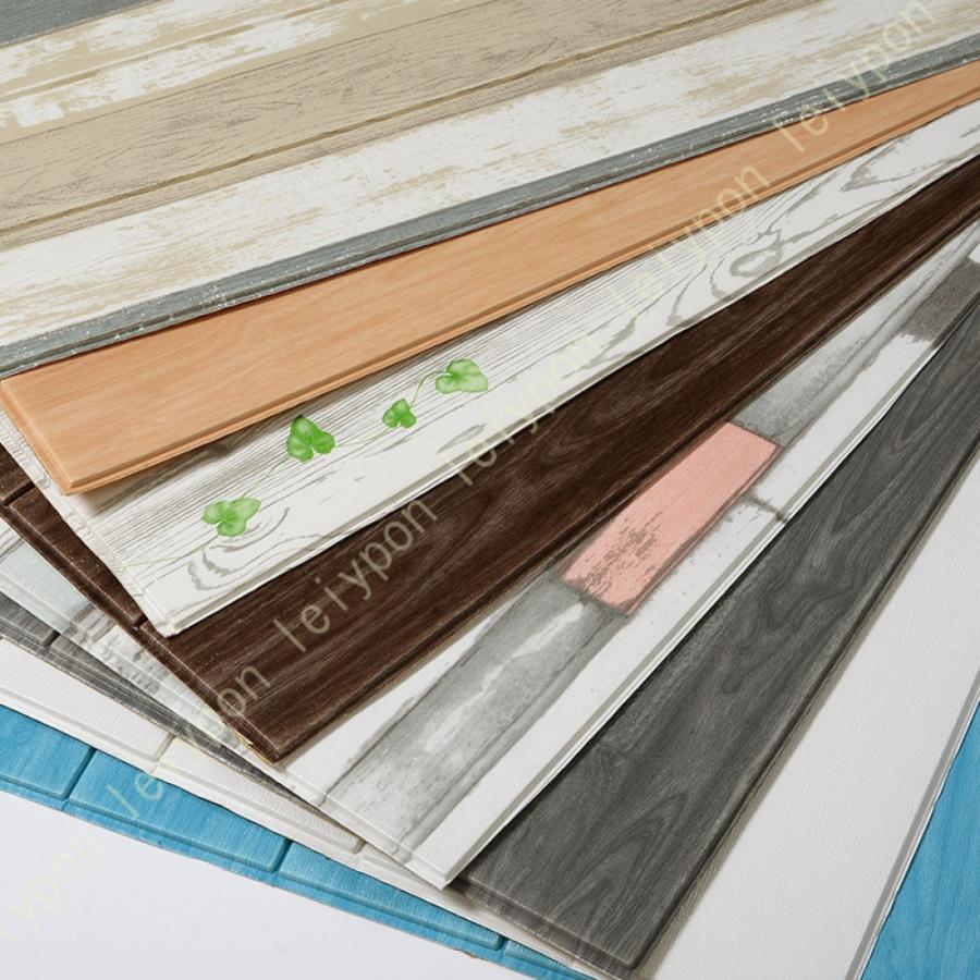 壁紙 大判 3D 壁紙シール クッションブリック シート 木目調 タイルシート 接着剤付き 簡単リフォーム DIY リメイクシート 厚手 壁補修 リビング ベッドルーム : leiypon ...