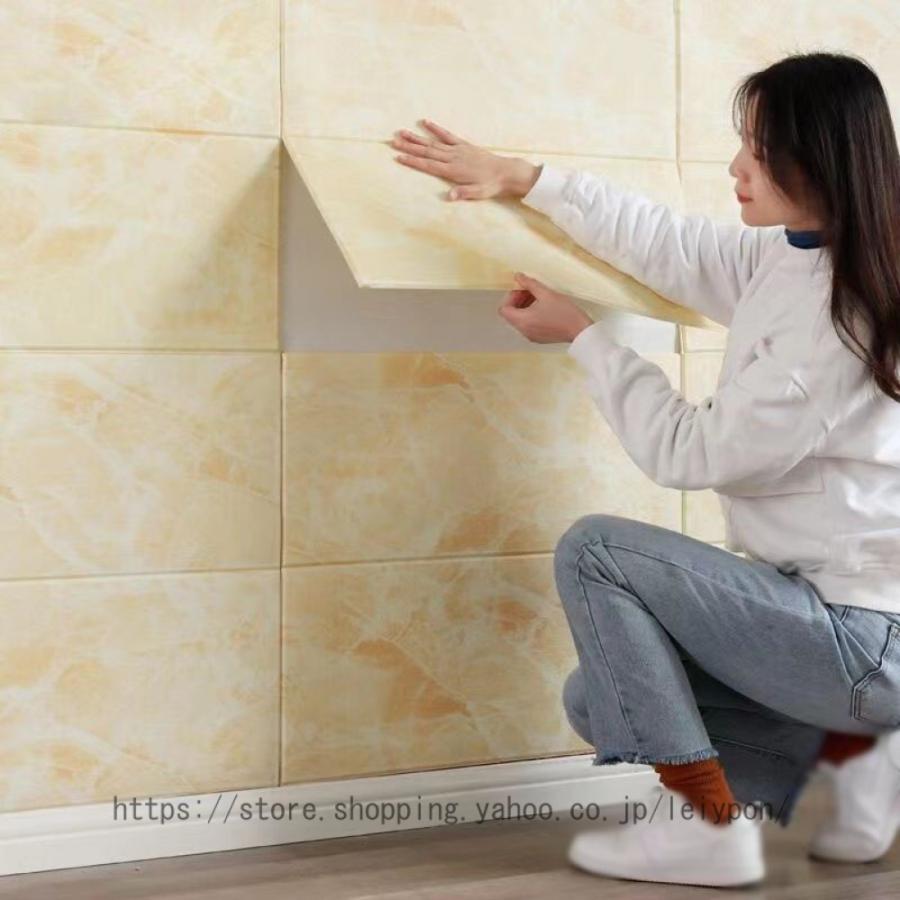 壁紙シール おしゃれ 大判 クッションシート タイル シール 幅70cm 防水 リメイクシート 補修シート 厚手 軽量 クッションブリック DIY リフォーム 模様替え : qwc-pe0 ...