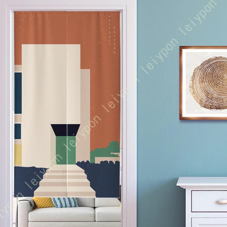 遮光 のれん ロング 間仕切り 幅80丈150cm 北欧風 漫画 アート 綿麻 リビングルーム ポーチ 洗面所 台所用 カーテン 半遮光 おしゃれ 天然素材 手描き 印刷 :s5L-f34 ...