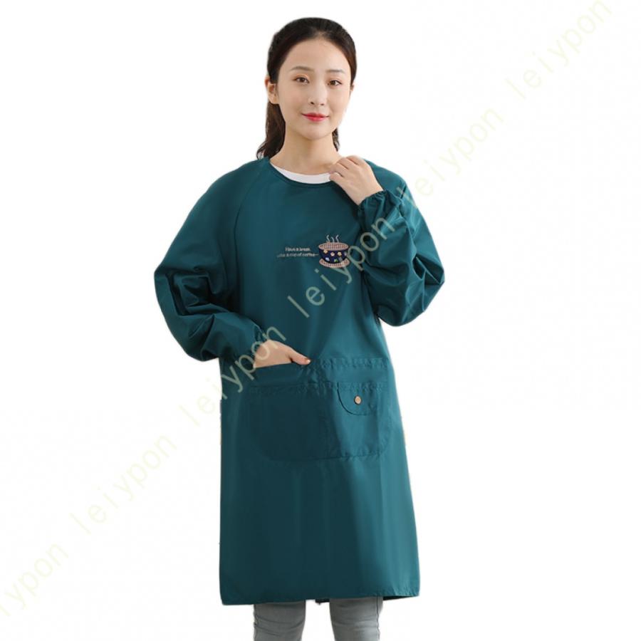 割烹着 おしゃれ 防水 かわいい エプロン レディース 女性 柄 かぶる かっぽう着 保育士 長袖 撥水 袖付き シンプル 給食 袖リブ 後ろ開き 体型カバー 大人用 : sdy-9zn ...