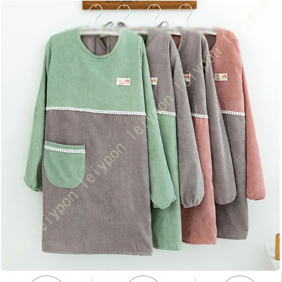 割烹着 おしゃれ 防水 かわいい エプロン レディース 女性 無地 ロング かっぽう着 保育士 長袖 大きいサイズ オシャレ 撥水 袖付き シンプル 給食 袖リブ : sdy-9zn ...