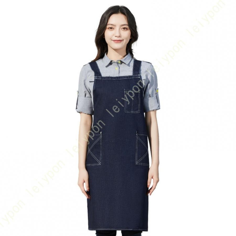 JCHJ デニム エプロン ジーンズ H型 肩掛け シンプル 女性用 男性用 メンズ レデイース カフェエプロン 無地 おしゃれ 大容量ポケット 汚れにくい シワ防止 : sdy-9zn ...