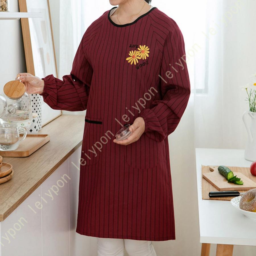 割烹着 おしゃれ かっぽう着 ロング 撥水加工 防水 ウェア ウエアタイプ かわいい レディース スモック 熊柄 ルームウェア 保育士 介護士 給食 学校 家事 : sdy-9zn ...