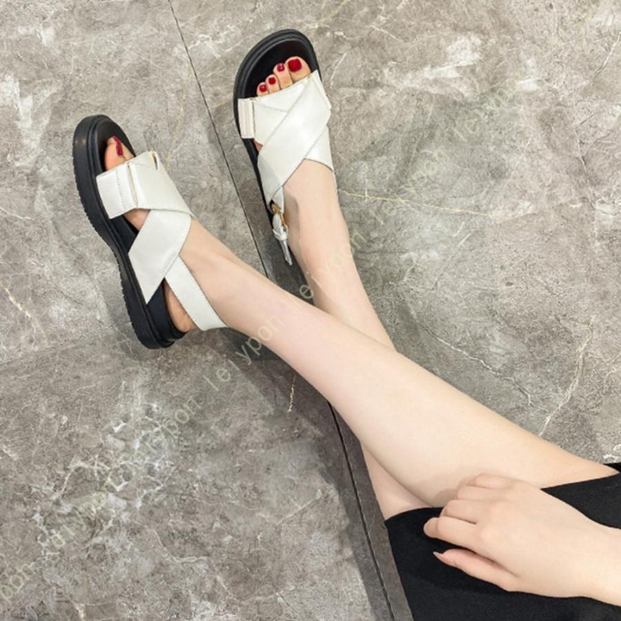 レディース 厚底 ストラップ ミュール サンダル 走れるサンダル 軽量 ウェッジソール サンダル 歩きやすい 春 夏 革 レトロ カジュアル クッション 柔らかい :soL-j18 ...