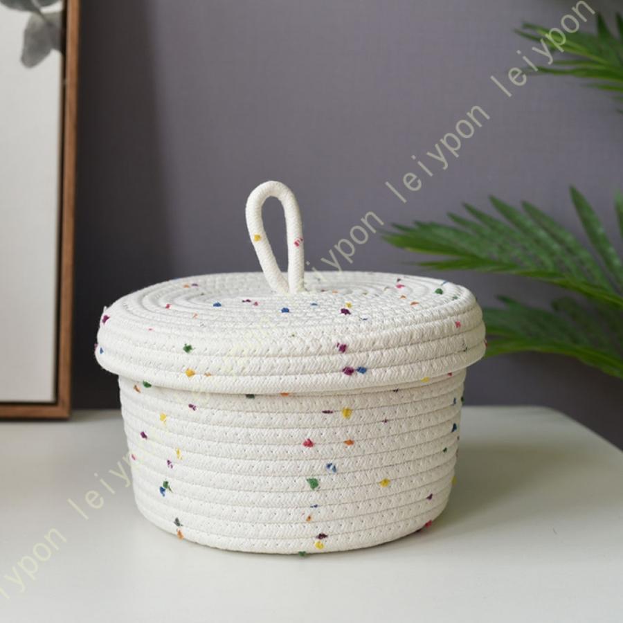 かごバスケット 蓋付き 収納ロープバスケット 厚い コットンロープバスケット 玩具収納 収納バスケット 収納ケース ランドリーバスケット 折りたため : leiypon - 通販 ...