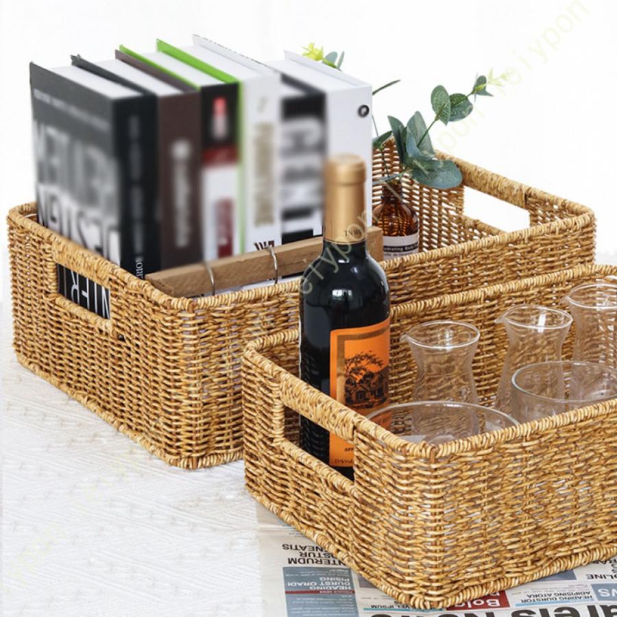 藤編みトレー かご バスケット 小物入れ PP籐 ハンドメイド ナチュラル おしゃれ 藤トレー 可愛い アクセサリートレイ 工芸品 家庭用 ホテル用 小物整理 :t2P-22T-QWGI ...