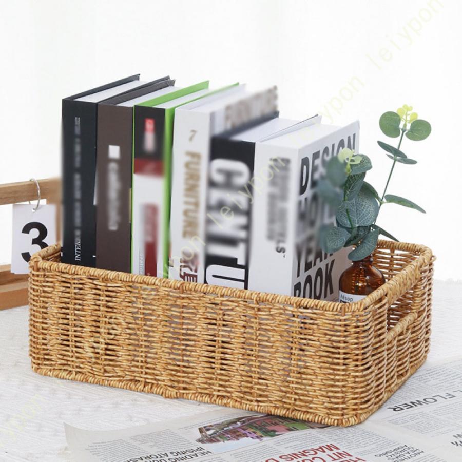 藤編みトレー かご バスケット 小物入れ PP籐 ハンドメイド ナチュラル おしゃれ 藤トレー 可愛い アクセサリートレイ 工芸品 家庭用 ホテル用 小物整理 :t2P-22T-QWGI ...