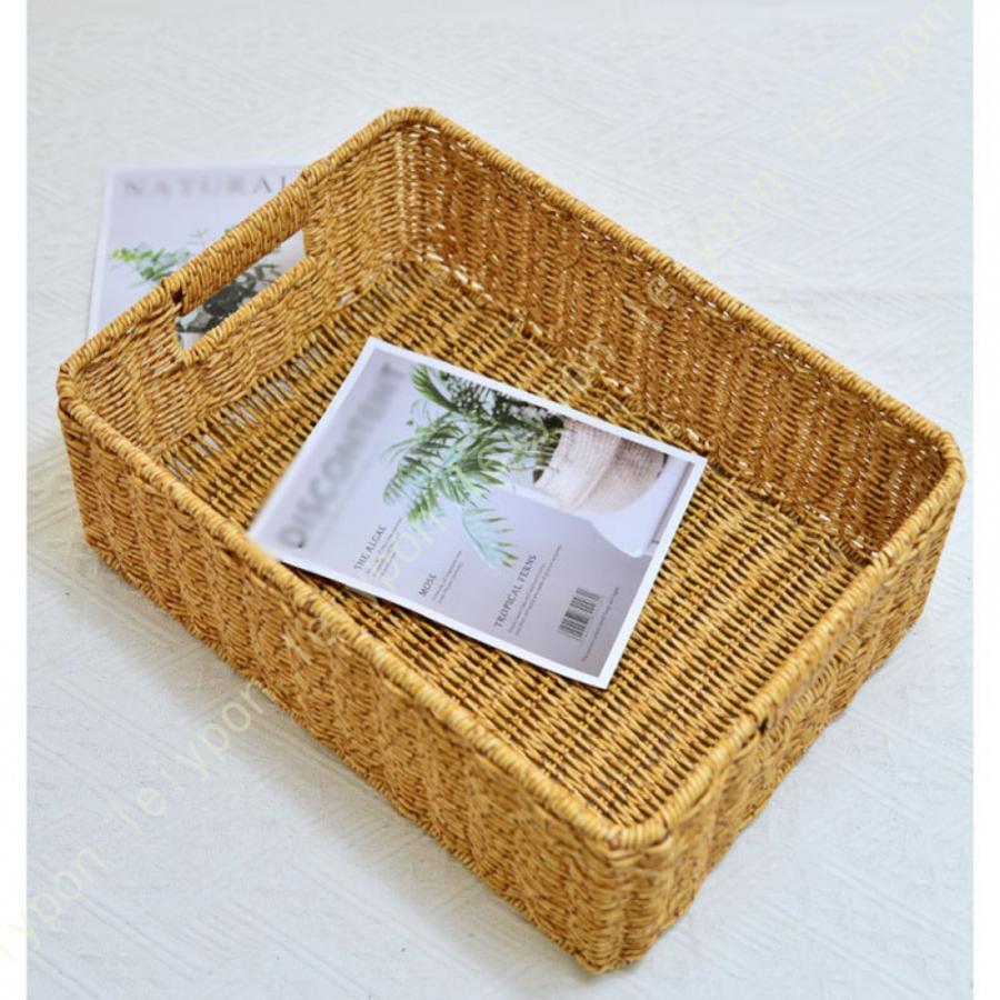 藤編みトレー かご バスケット 小物入れ PP籐 ハンドメイド ナチュラル おしゃれ 藤トレー 可愛い アクセサリートレイ 工芸品 家庭用 ホテル用 小物整理 :t2P-22T-QWGI ...