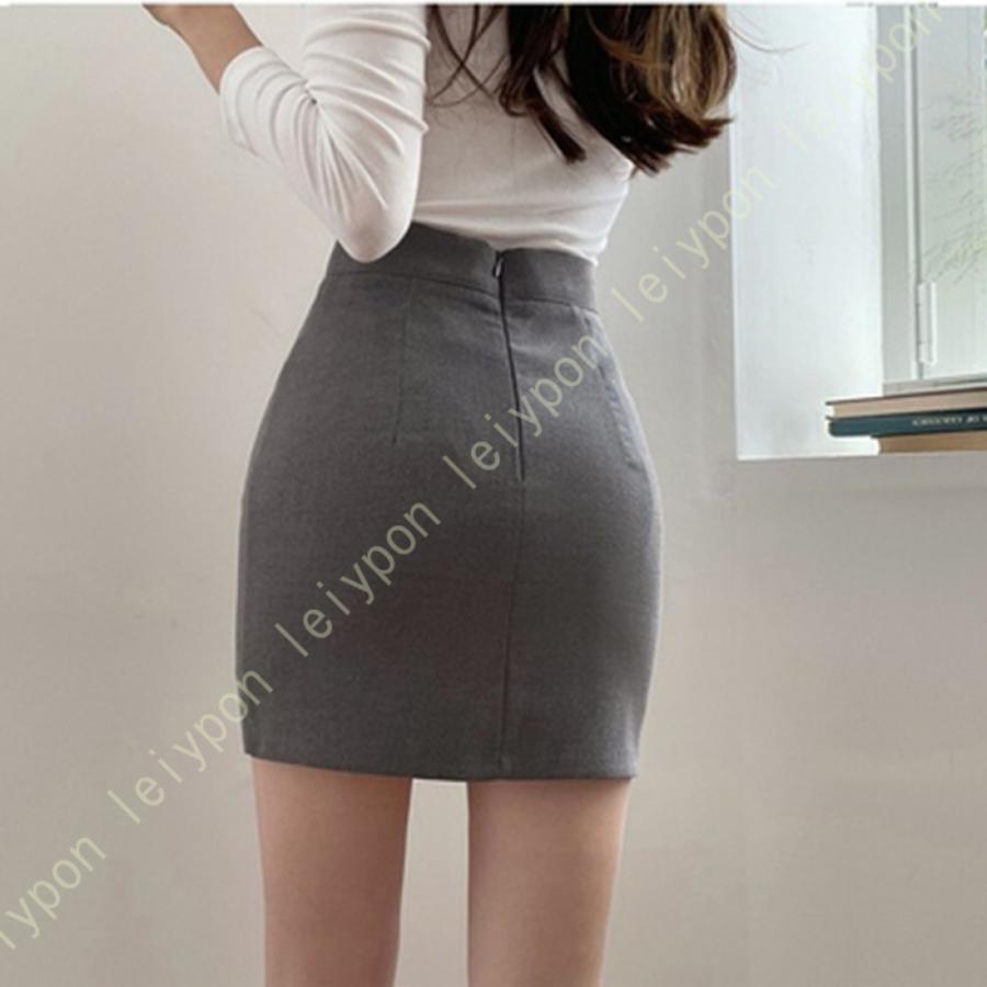 ミニスカート ハイウエスト ショート丈 美尻 きれいめ 美脚 タイトシルエット オフィス カジュアル レディース 春 秋 冬 タイトスカート スリット ひざ丈 OL : leiypon ...