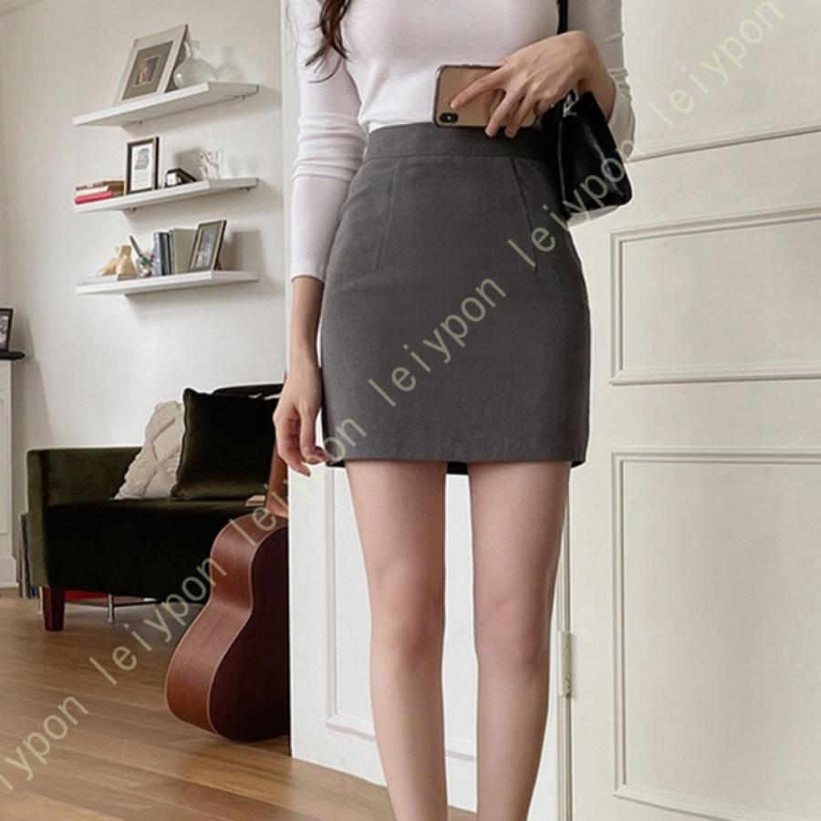 ミニスカート ハイウエスト ショート丈 美尻 きれいめ 美脚 タイトシルエット オフィス カジュアル レディース 春 秋 冬 タイトスカート スリット ひざ丈 OL : leiypon ...