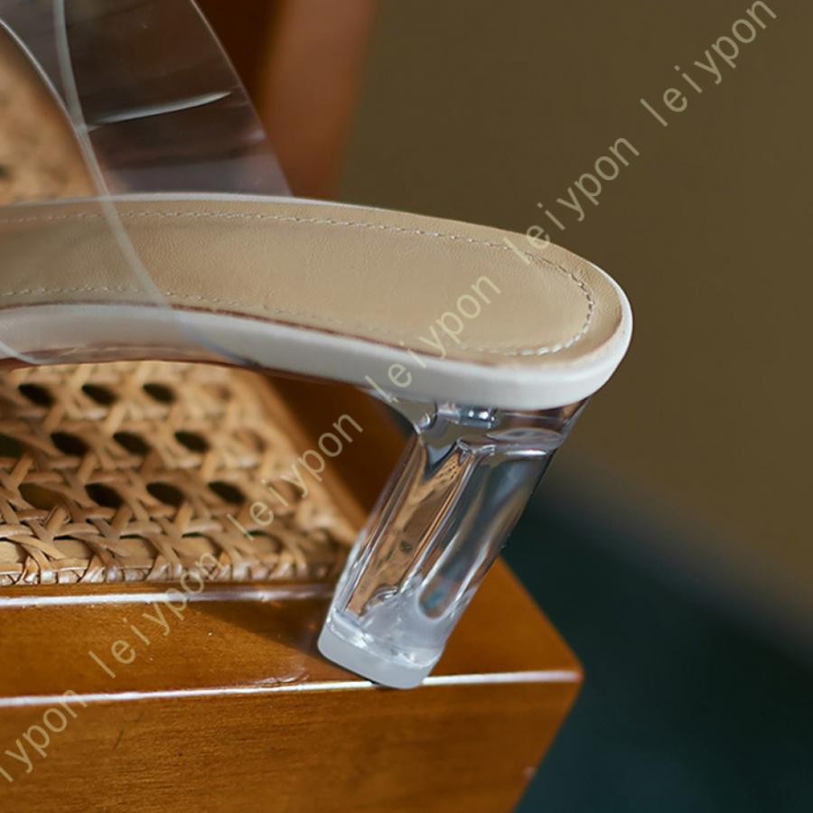 クリア ミュール サンダル レディース 美脚 オープントゥ 太ヒール 6cm ラバー ソール パンプス サボサンダル 透明 ミュールサンダル チャンキーヒール :u2a-qoa-UCV3IB ...