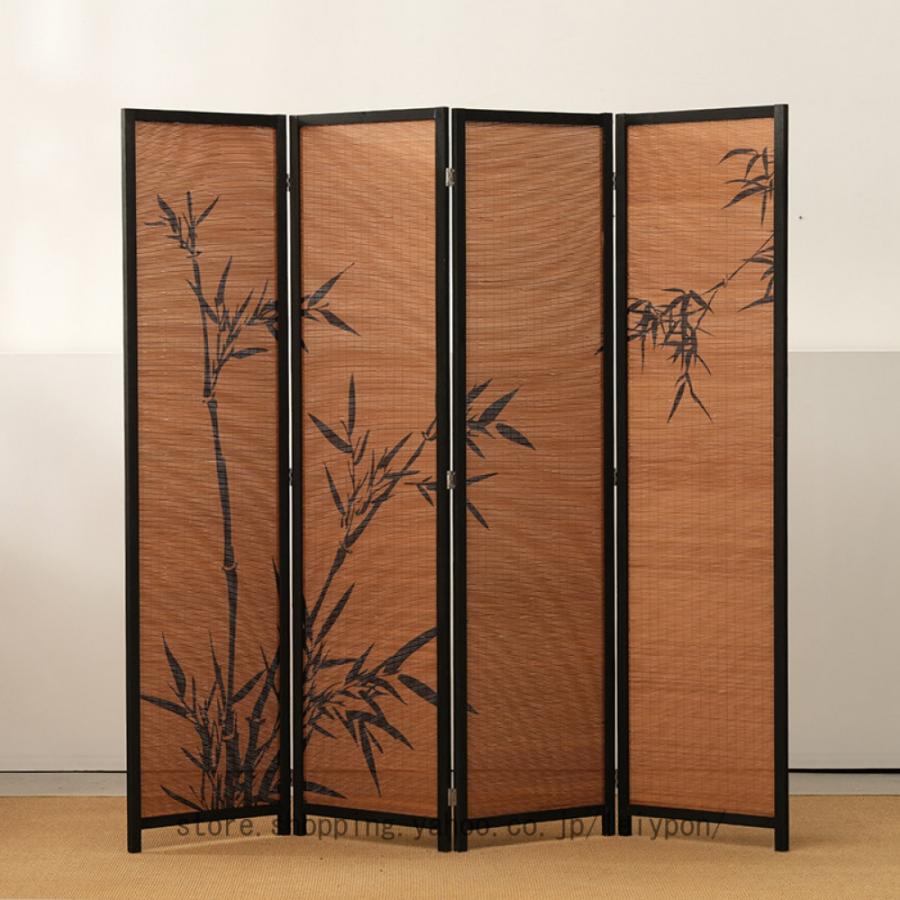 パーテーション 間仕切り 可動式 高さ180cm 3/4連 自立 360度 折りたたみ 仕切り スクリーン 竹編み 衝立 3/4面 3/4枚 四つ折り 波型 目隠し ついたて ...