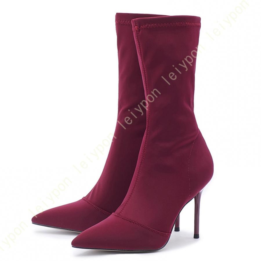 ブーツ レディース ピンヒール ソックスブーツ ミドルブーツ 美脚 脚長効果 歩きやすい ハイヒール ショートブーツ ヒール ブーティー 細ヒール : leiypon - 通販 - Yahoo ...