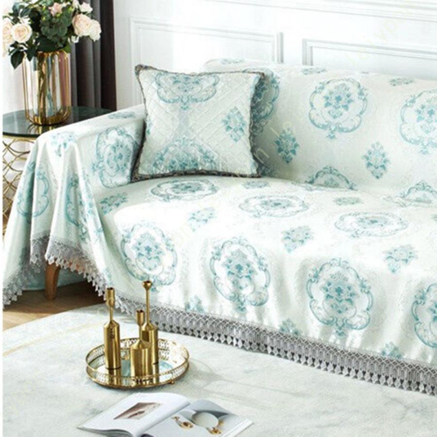 北欧風 マルチカバー グリーン おしゃれ ソファカバー 多機能 ブランケット ベッドカバー レースの縁取り シェニール ひざ掛け ハーフケット 大判 柔らかい : leiypon - 通販 ...