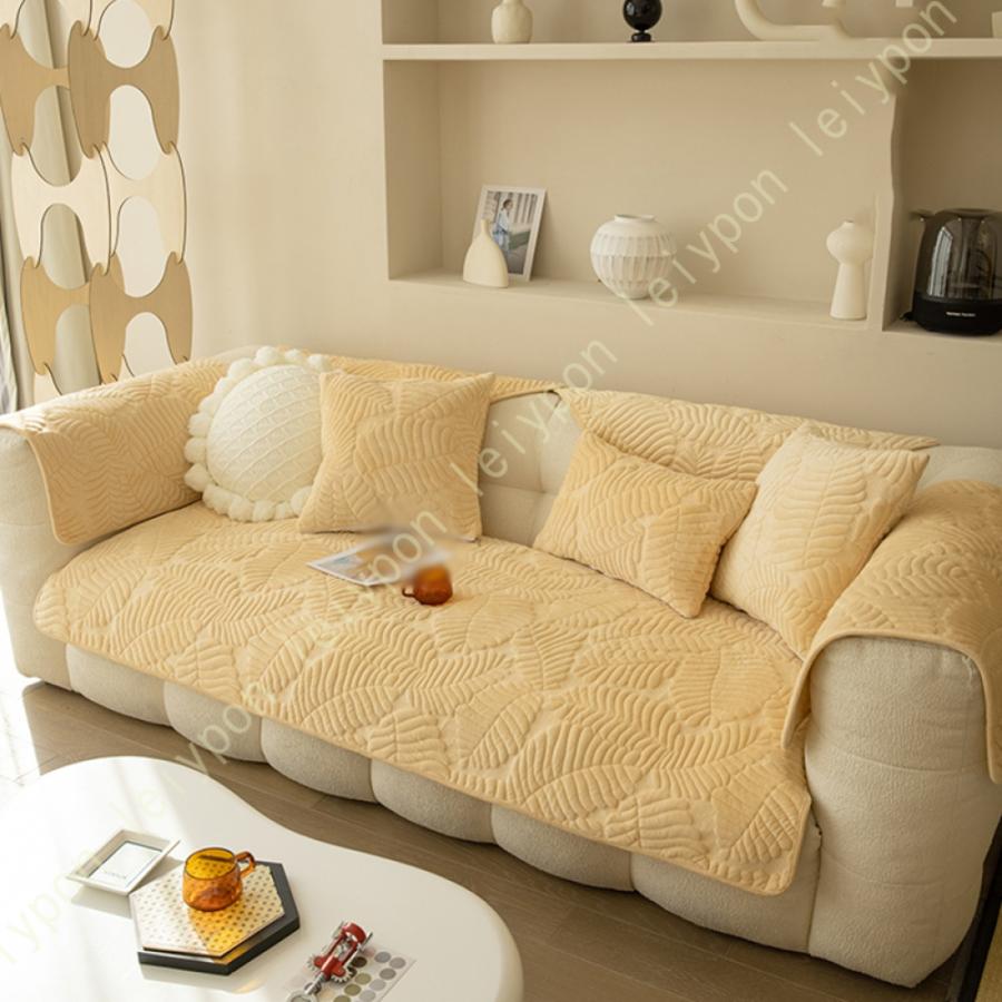 ソファーカバー 北欧風 マルチカバー おしゃれ 1234人掛け 無地 リーフ柄 替えカバー 長方形 ソファーマット モダン ソファーかばー ソファ カバー イエロー : leiypon ...