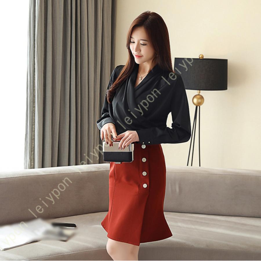 シフォン シャツ ブラウス レディース チュール トップス おしゃれ お洒落 大人 可愛い 着痩せ 長袖 フォーマル オフィス 通勤 OL 通学 きれいめ カジュアル : leiypon ...