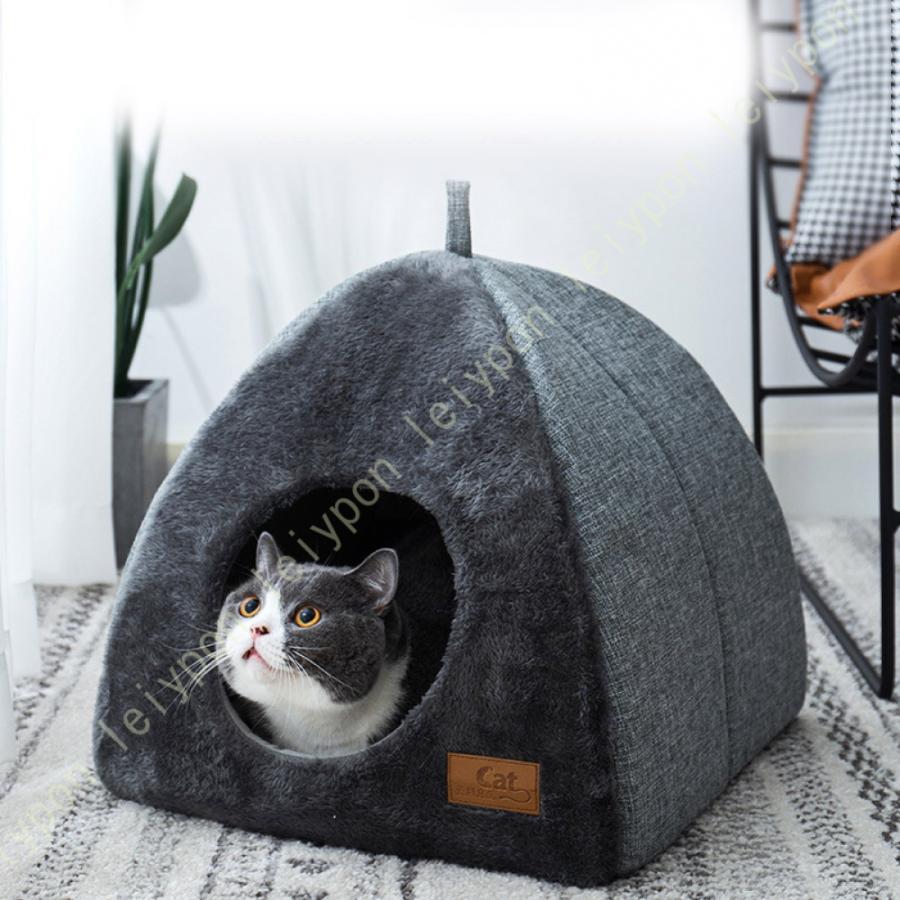 ペットベット 猫ハウス クッション付き 2WAY ドーム型 犬猫兼用 室内用 ペット用ベッド 猫 犬 ベット ペットベッド 洗濯OK 洗える おしゃれ 保温性 滑り止め : leiypon ...