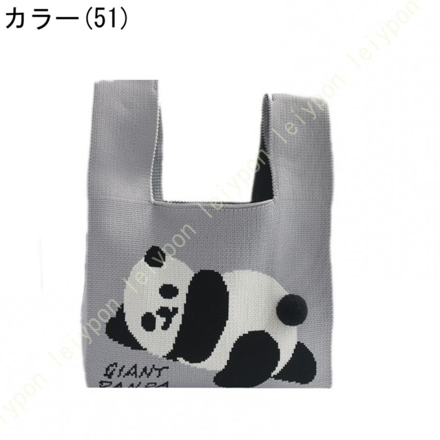 ミニ ニットバッグ トートバッグ サブバッグ ドット パンダ柄 フラワー 春 夏 秋 冬 おでかけ レディース 折りたたみ 流行 ポリエステル 巾着 エコバッグ :yjR-wp2 ...
