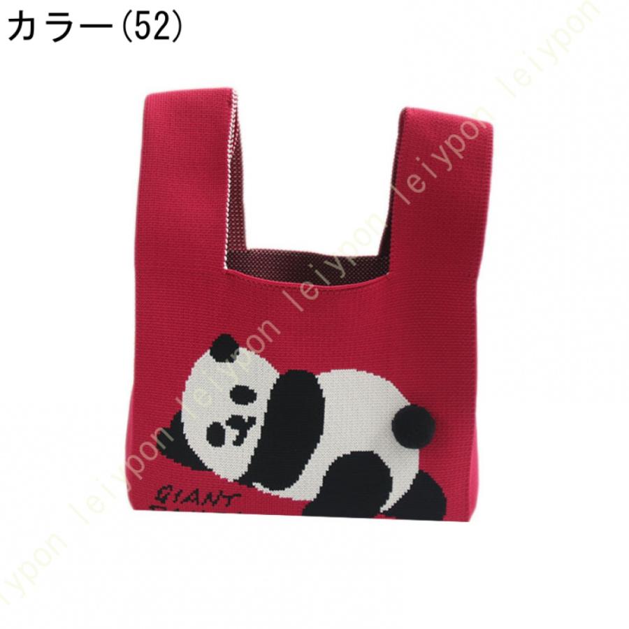 ミニ ニットバッグ トートバッグ サブバッグ ドット パンダ柄 フラワー 春 夏 秋 冬 おでかけ レディース 折りたたみ 流行 ポリエステル 巾着 エコバッグ :yjR-wp2 ...