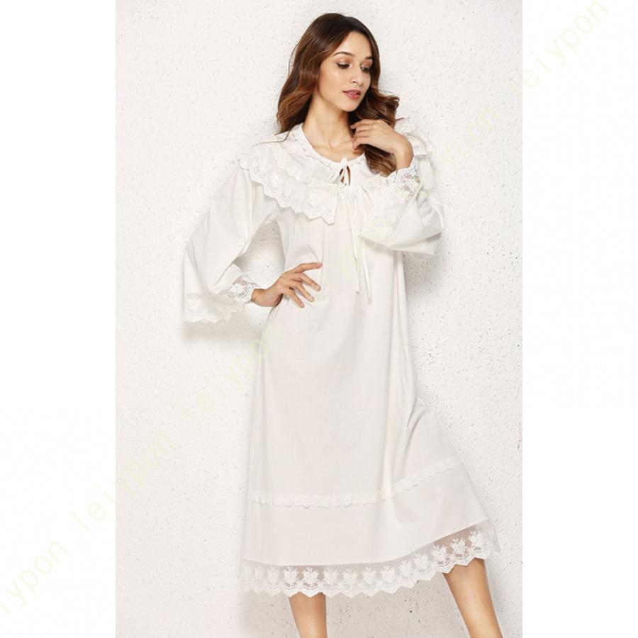 パジャマ レディース ネグリジェ 長袖 ワンピース 綿 コットン 肌に優しい レース パフスリーブ 可愛い ナイトウェア スリップ ドレス プリンセス 姫系 : yrc-o77-som5wuc ...