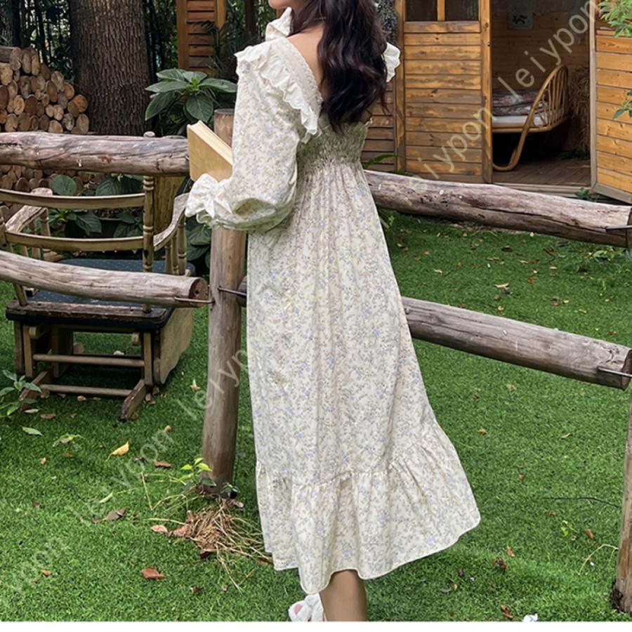 ルームワンピース ネグリジェ パジャマ 姫系 春秋 ロング丈 ナイトウェア レディース ワンピース お姫様気分に 可愛い 花柄 長袖 ルームウェア ゆったり : yrc-o77-somuau ...