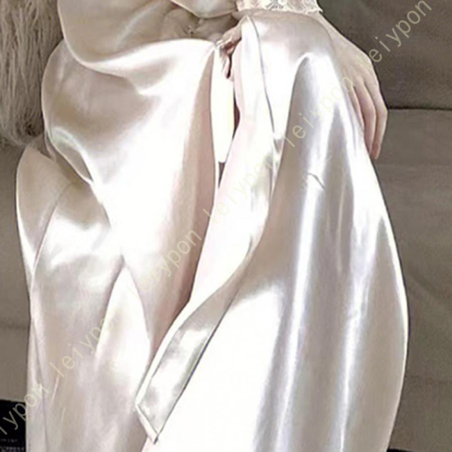 ネグリジェ ルームワンピース パジャマ ルームウェア サテン ロング お寝巻き 長袖 ロング丈 春夏秋 お姫様気分に レディース 可愛い セクシー ネグリジェ : yrc-o77-soy67n ...